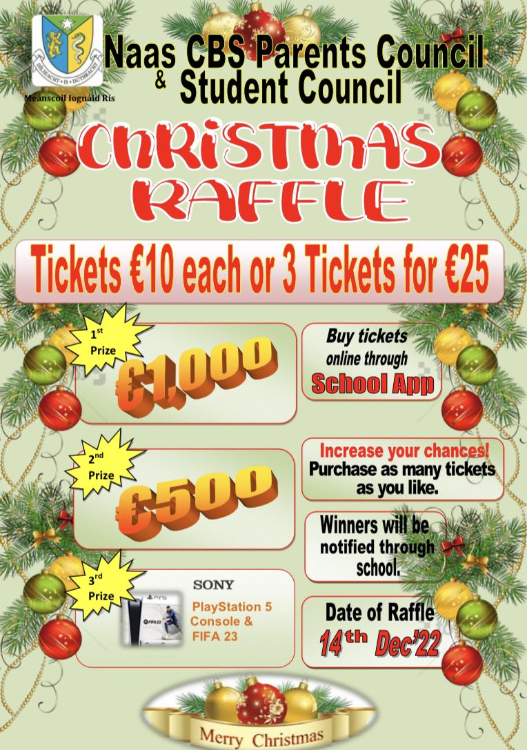 Last Chance To Purchase Christmas Raffle Tickets - Naas CBS