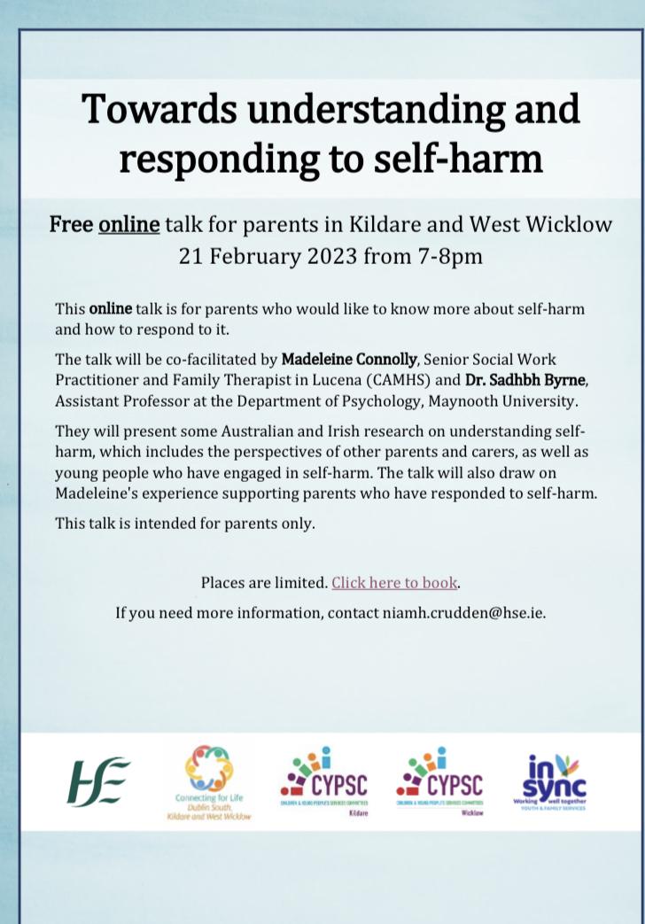 Free Online Talk for Parents : Understanding and responding to self ...
